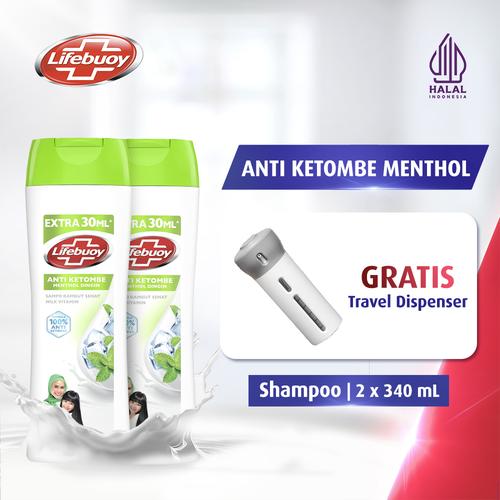 Promo Lifebuoy Anti Ketombe Menthol Dingin 340ml isi 2 FREE Travel ...
