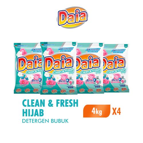 Promo Daia Hijab Deterjen Bubuk Clean & Fresh 4 kg x 4 pcs - - Wings Official Store | Tokopedia