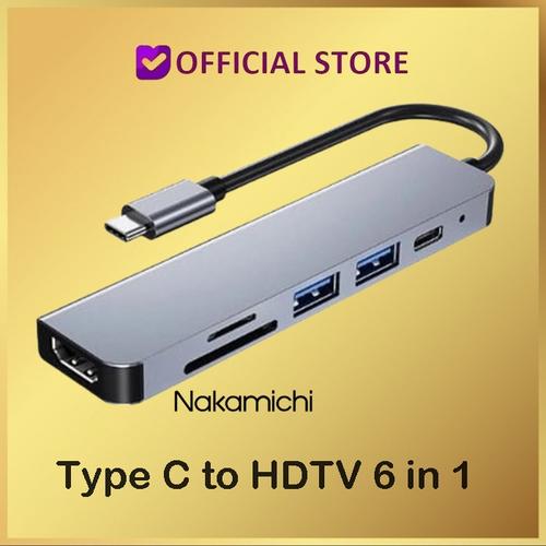 Promo Nakamichi Converter Adapter 6 in 1 Type C to HDMI TF SD PD USB 3. ...