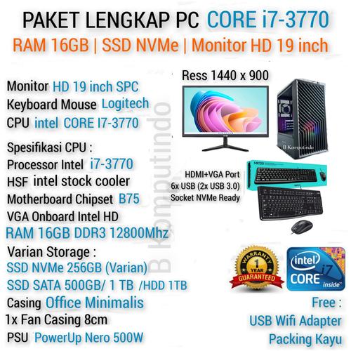 Jual Set PC Komputer CORE i7 RAM 16GB FULL SSD Rakitan Office Sekolah ...