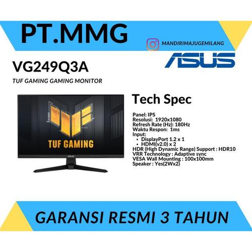 Jual Monitor LED Asus TUF Gaming VG249Q3A 24" FHD 180Hz 1ms Spk VG249Q ...