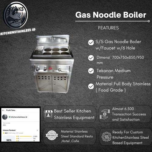 Jual S/S Gas Noodle Boiler w/6 Hole w/Faucet w/Backsplash w/Swing doors ...