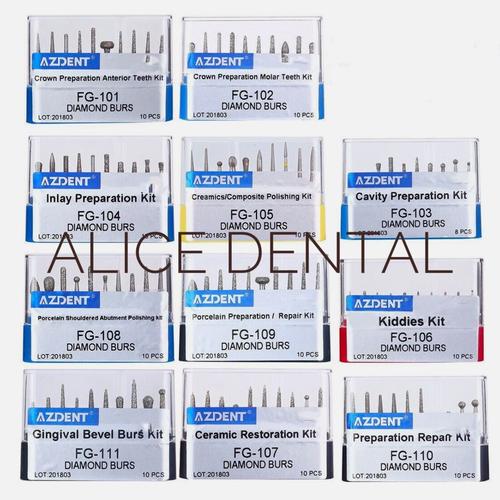 Jual dental set bur set diamond highspeed bur preparasi crown bridge fine finishing polishing ...