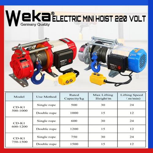 Jual ELECTRIC MINI HOIST 1.2 TON X 50 METER 220 VOLT WEKA GERMANY HOIS ...