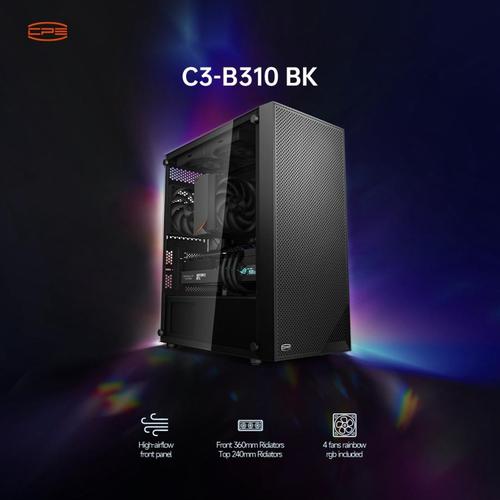 Jual Case PC Gaming PCCooler C3B310 Black ree 4 Fan RGB mATX Gaming ...