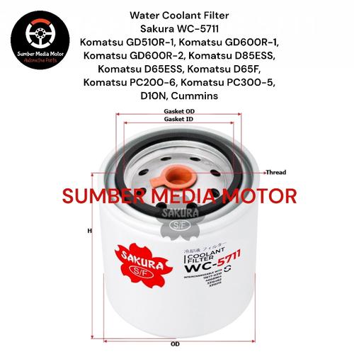 Jual Sakura Water Coolant Filter Solar WC-5711 Komatsu GD510R-1 ...