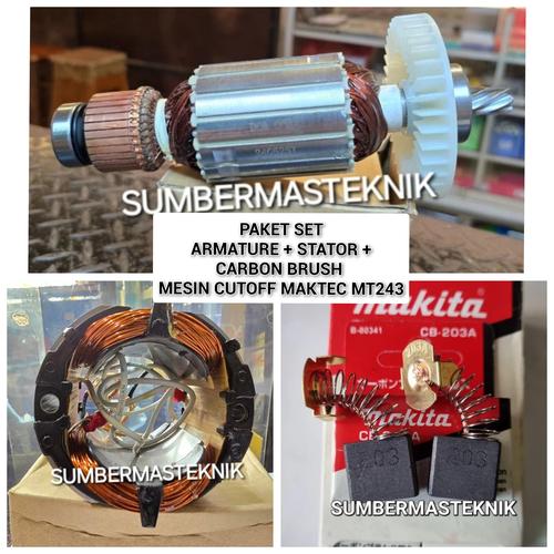Jual PAKET SET ARMATURE STATOR CARBON BRUSH MAKTEC MT243 ANGKER ROTOR ...