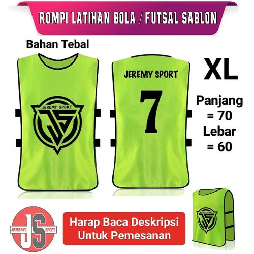 Jual Rompi Bola Karet Ukuran XL - Rompi Futsal Karet Plus Sablon 1 ...