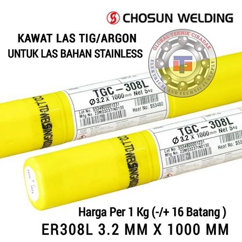 Jual Kawat Las Argon TIG 3.2 mm TGC-308L Stainless Per 1 Kg Chosun ER308L 3.2 mm DENKI TIG ER ...