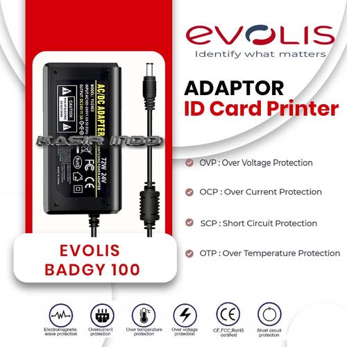 Promo Adaptor Evolis Badgy 100 ID Card Printer | Power Supply Printer Kartu Evolis Badgy - GRADE ...