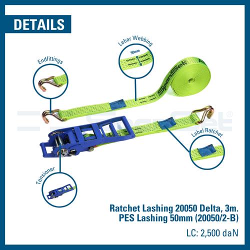 Promo SpanSet Ratchet Lashing 20050 Claw, 8m, PES Lashing 50mm - 3 ...