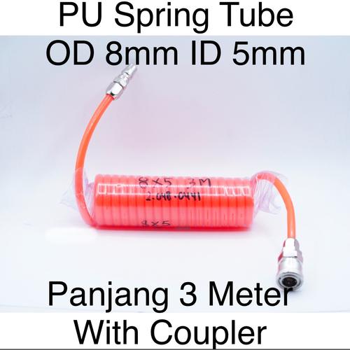 Jual PU 8x5 mm 8mm x 5mm OD 8mm ID 5mm Panjang 3 meter Recoil Hose Selang Spiral Kopler Angin ...