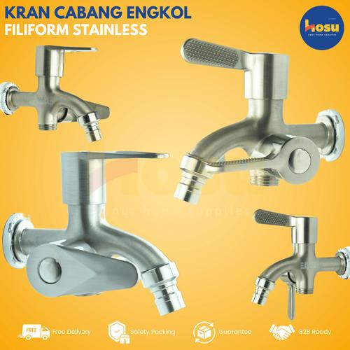 Promo ORACLE Kran Air Cabang Double 2 Lubang Stainless Steel Doff Mesin ...