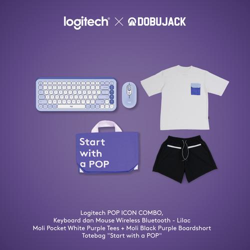 Promo Logitech POP ICON COMBO Keyboard dan Mouse Bluetooth Lilac X ...