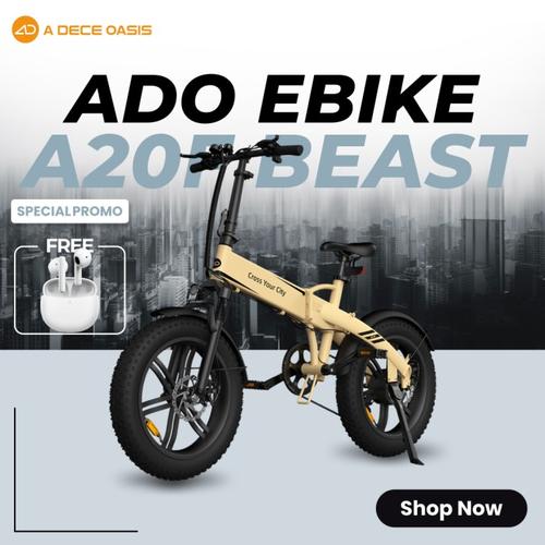 Promo Ado Ebike A20F Beast Smart Bike Folding Electric Bike Sepeda Listrik Lipat - Sand ...