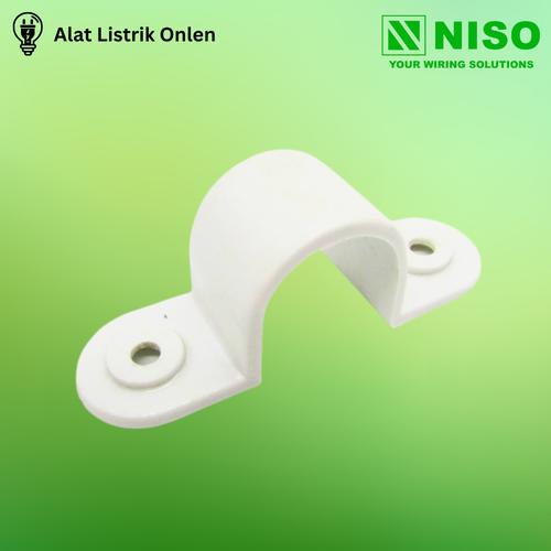 Jual NISO KLEM PIPA CONDUIT 20MM PUTIH / CLAMP LISTRIK PENJEPIT (100 ...
