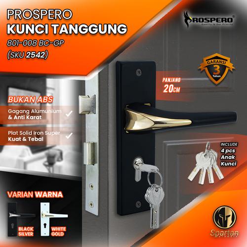 Promo Gagang Handle Kunci Pintu Rumah Set Tanggung 20cm Prospero Hitam Putih Gold 2542 - BC/GP ...