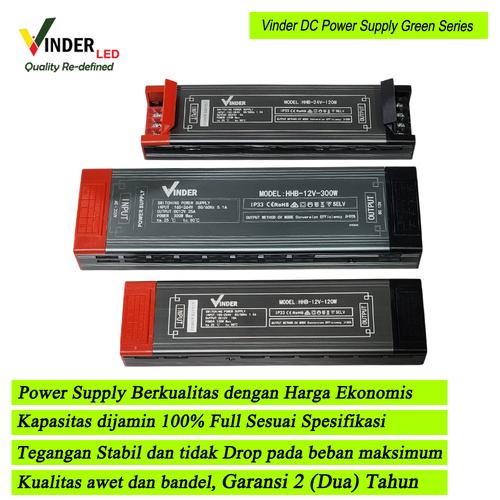 Jual Vinder Power Supply 12V DC 10A (120W), 25A (300W), 33.3A (400W) dan 24V 5A 120W, Green ...