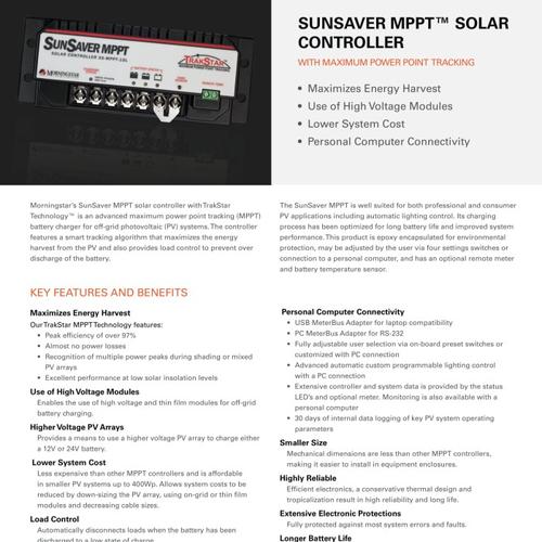 Jual Morningstar SS-MPPT-15L SunSaver MPPT 15 amp 12-24V Solar - Kab ...
