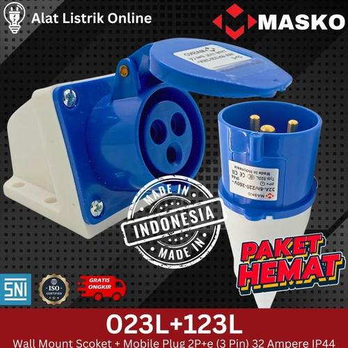 Jual Masko Industrial Plug & Socket 3 Pin 32 Ampere 2P+e 32A 415V ...