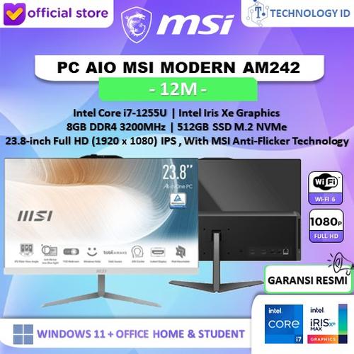 Promo PC AIO MSI Modern AM242 12M Intel Core i7-1255U RAM 8GB SSD 512GB ...