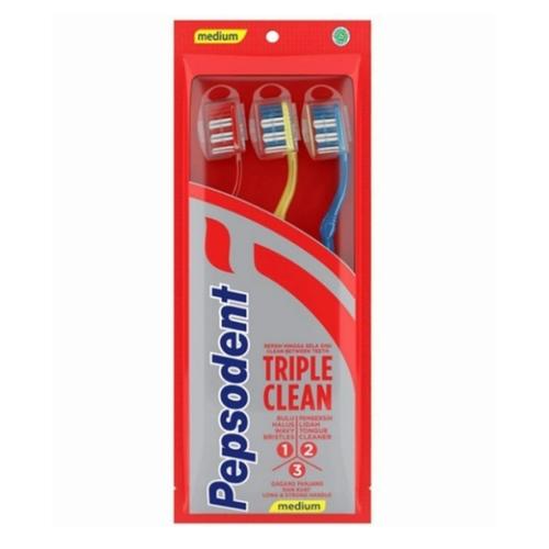 Jual Pepsodent Sikat Gigi Triple Clean Medium isi 3 pc - Kota Surabaya ...