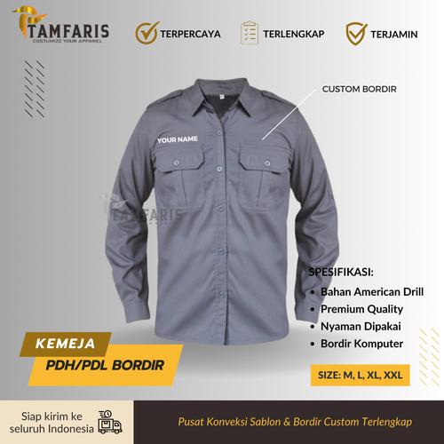Jual BAJU KEMEJA PDH/ PDL CUSTOM BORDIR LENGAN PANJANG SATUAN LUSINAN ...