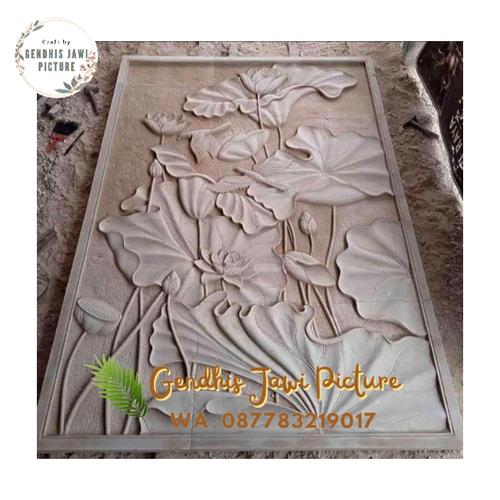 Jual Ukiran Relief Motif Lotus Daun Lebar wall panel Dinding - Batu ...