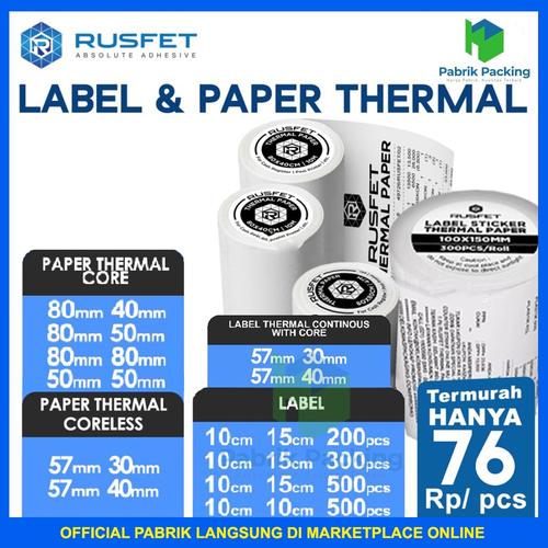Jual Label Thermal Label Struk Label Resi Thermal Premium RUSFET ...