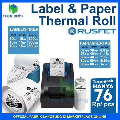 Jual Label Resi Thermal Label Struk Label Thermal Premium RUSFET ...