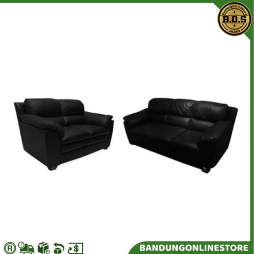 Jual Set Sofa Kulit Premium 2 Dan 3 Seater Hitam Informa Ziva Sofa ...