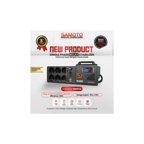 Jual SAMOTO Stabilizer Relay 1000VA GERMANY Socket Colokan Stop Kontak ...