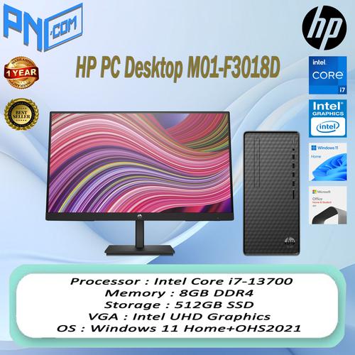Jual HP PC Desktop M01-F3018D Intel Core i7-13700 8GB 512GB SSD W11H+OHS2021 Monitor 21.5" 1Y ...