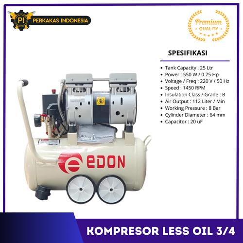 Jual Mesin Kompresor Angin EDON Oilless Air Compressor 3/4 Less Oil ...
