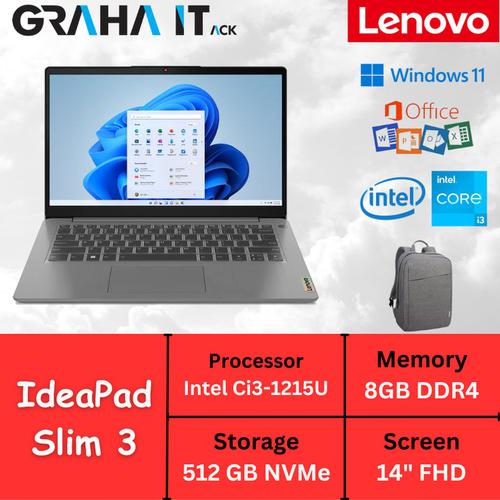 Promo LENOVO IP3 SLIM 3 CI3 1215U 8GB 512SSD W11+OHS 14″FHD Split Cicil ...