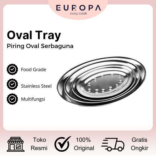 Promo EUROPA Oval Plate Stainless Steel/ Piring saji Oval ikan dan sate ...
