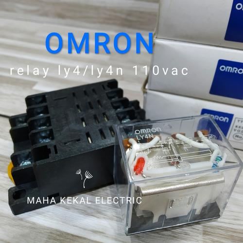 Jual relay Omron ly4n 110vac 14 kaki set socket 10A - relay+socket ...