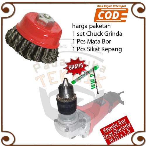Jual Sikat Mangkok Kepang Mata Gerinda 3inci + Kepala Adaptor Mata ...