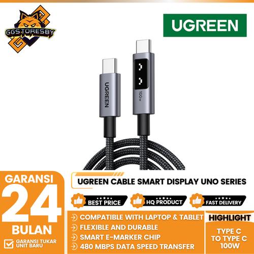 Jual UGREEN CABLE SMART DISPLAY UNO SERIES PD TYPE C TO TYPE C 100W ...