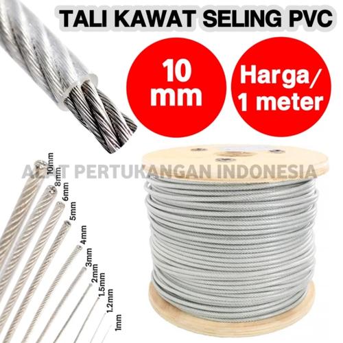 Jual Kawat Sling Baja Lapis Plastik PVC 10 mm Tali Sling PVC Wire Rope ...