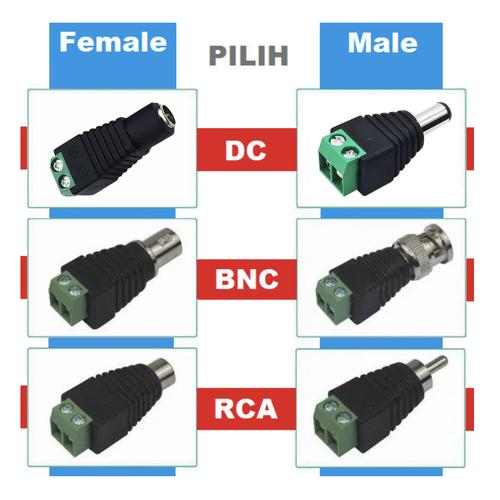 Jual Jack DC Female Male RCA Connector CCTV Kamera Konektor Cewek Cowok ...