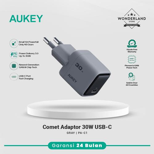 Promo Aukey Adaptor 30W USB-C PD3.0 PPS Comet Series SFC GaN Chip Mini Size PA-C1 - Kota ...
