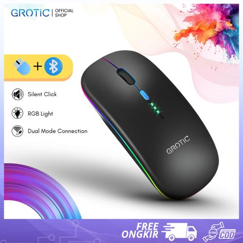 Jual GROTIC Mouse Wireless Bluetooth 2.4G Receiver USB RGB untuk PC ...