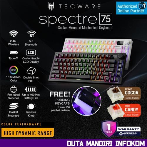 Promo Tecware SPECTRE 75 - 75% RGB Double Shot PBT Tri Mode Connection ...