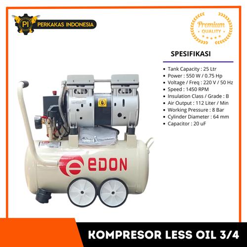 Jual Mesin Kompresor Oilless Angin EDON Air Compressor 3/4 Less Oil ...
