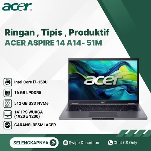 Jual ACER ASPIRE 14 A14-51M-70C1 Intel Core i7-150U RAM 16GB SSD 512GB ...