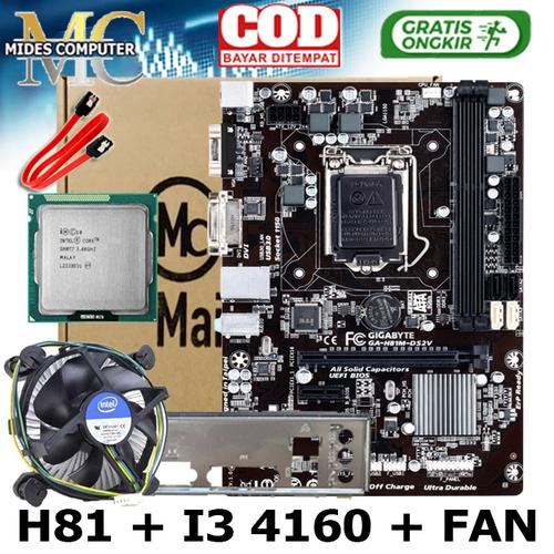 Promo Mainboard Mobo Motherboard 1150 H81 Processor Intel Core i3 4160 - BIOSTAR I3 4160 - Kota ...