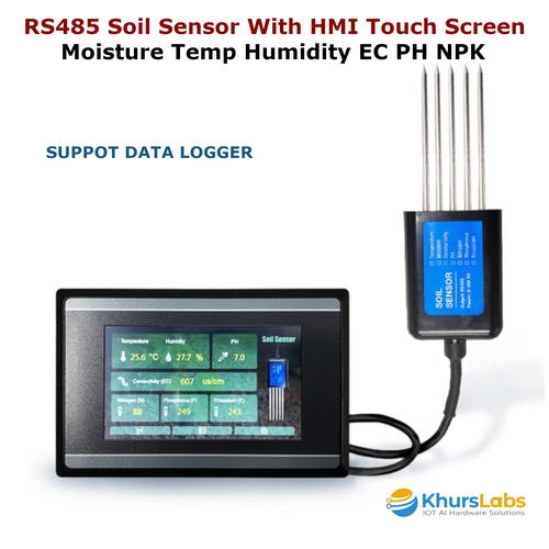 Jual RS485 Soil Moisture Temperature Humidity EC PH NPK Sensor With HMI Touch Screen Analyzer ...