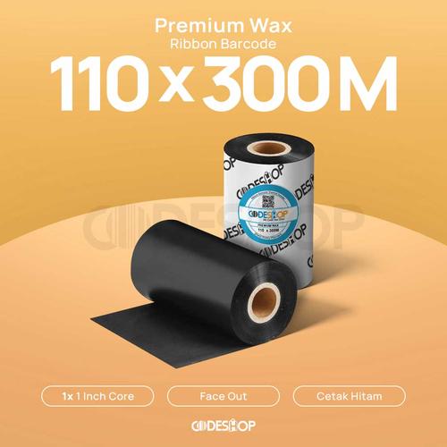 Jual Ribbon Premium Wax 110x300 M Codeshop Single Core 1 Inch Face Out ...