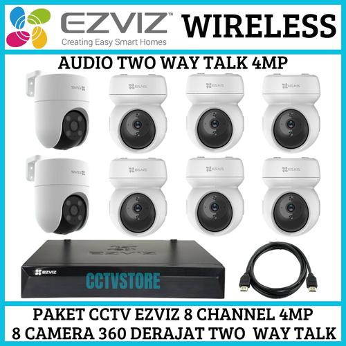 Jual paket cctv ezviz ip camera nvr 8 channel 8 kamera 4mp 2mp two way ...